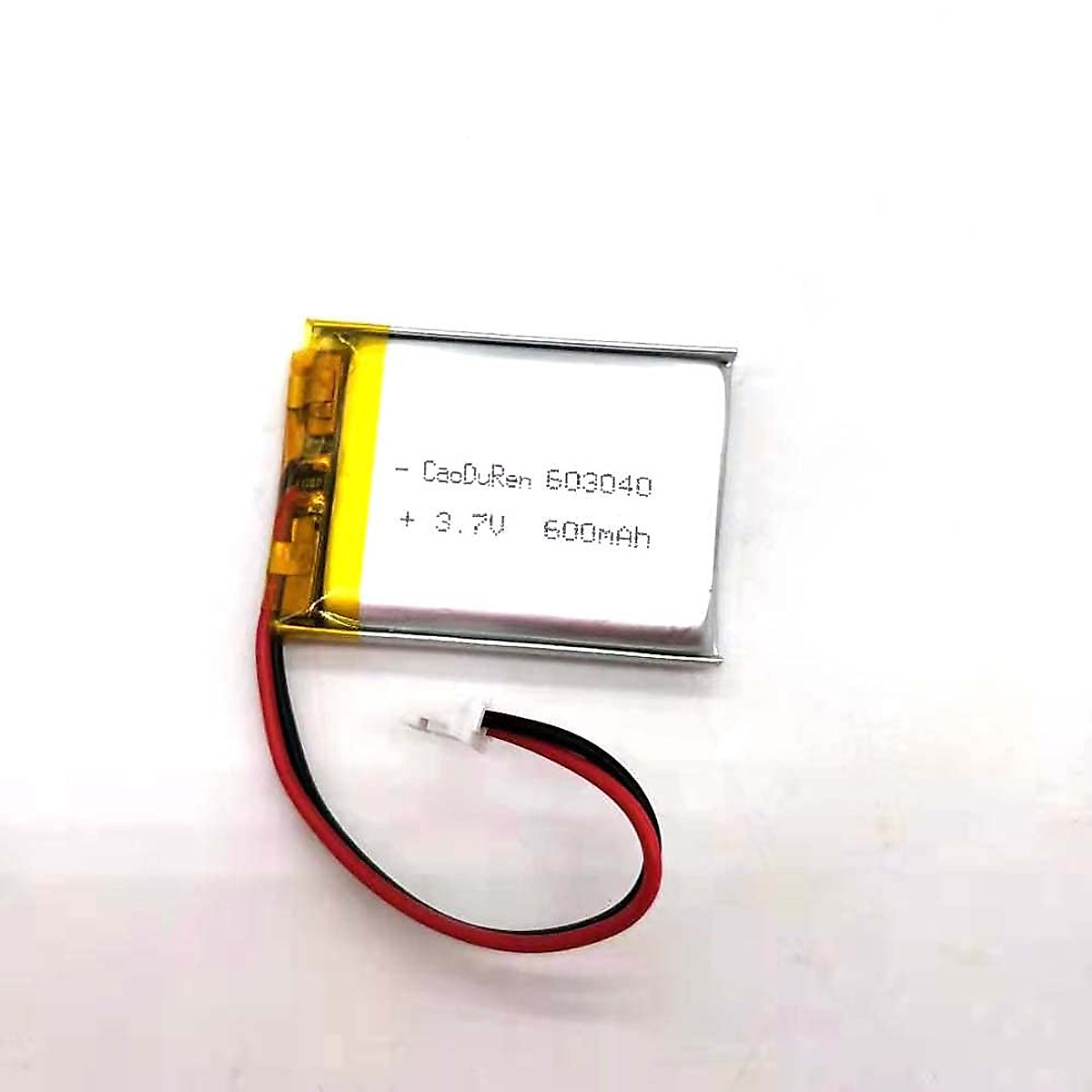 CaoDuRen Rechargeable 3.7V Li Lipo Lithium Polymer Ion Battery Pack with 2 Pin 2.0mm/1.25mm JST Connector (603040 600mAh 2.0Jst)