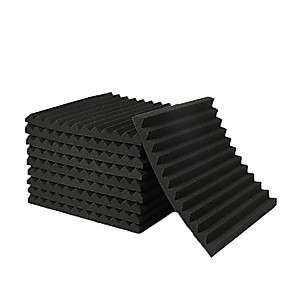 Burdurry 24 Pack Acoustic Panels Soundproof Studio Foam for Walls Sound Absorbing Panels Sound Insulation Panels Wedge for Home Studio Ceiling, 1" X 12" X 12",(24pcs, Black)