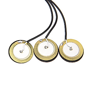 1Set Yootones Pickups Piezo Transducer, 3 in 1 Microphone Contact Self-adhesive Mono Piezo Pickup with Buzzer Compatible with Electronic Acoustic Guitar Violin Ukulele