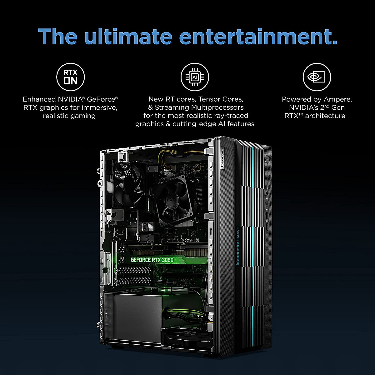 Lenovo 2023 IdeaCentre 5i Gaming Desktop PC, AMD Ryzen 7 5700G 8-Core(Up to 4.6GHz), GeForce RTX 3060, 64GB RAM 3200MHz, 2TB PCIe SSD + 2TB HDD, Keyboard & Mouse, Ethernet, WiFi 6, Bluetooth, Win11