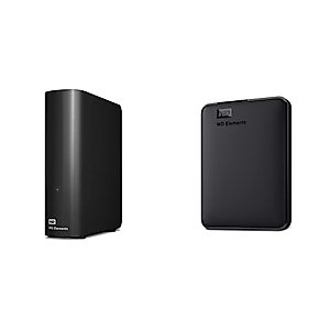 WD 6TB Elements Desktop USB 3.0 External Hard Drive + 2TB Elements Portable External Hard Drive