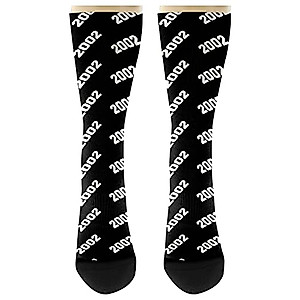 ThisWear 21st Birthday Socks For Men Made In 2002 1-Pair Novelty Socks Charcoal
