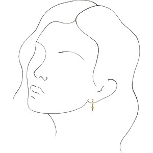 Solid 14k Yellow Gold Cross Crucifix Drop Stud Earrings (20mm x 2.4mm)