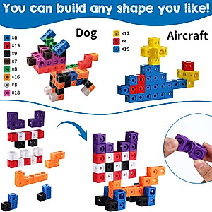 Libima 500 Pieces Math Manipulatives Cubes Set Number Toy Blocks Linking Colorful Cubes Math Cubes for Aged 6+ Counting Cubes Blocks Educational Cube Toys Math Counter Preschool Learning Activities