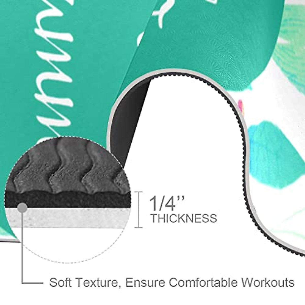 Yoga Mat, Yoga Mats for Home Workout, Workout Mat, Exercise Mats, Pilates Mat, Hello Summer Flower Pattern