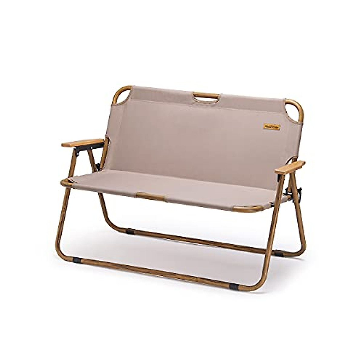 Naturehike 2 Person Folding Camping Chair, Portable Camping Loveseat with Solid Wood Armrest, Double Lawn Chairs for Outdoor Patio Beach Picnic, Supports 350lbs