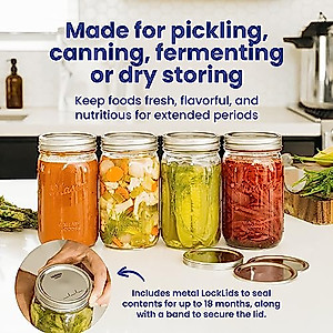 Wallaby 32oz Wide Mouth Clear Mason Jars with Lid & Seal Bands - Airtight Glass Container for Canning, Pickling, Food Storage, Candles, Home Decor, Overnight Oats, Fruit, Jam, Jelly, or DIY (2-Pack)