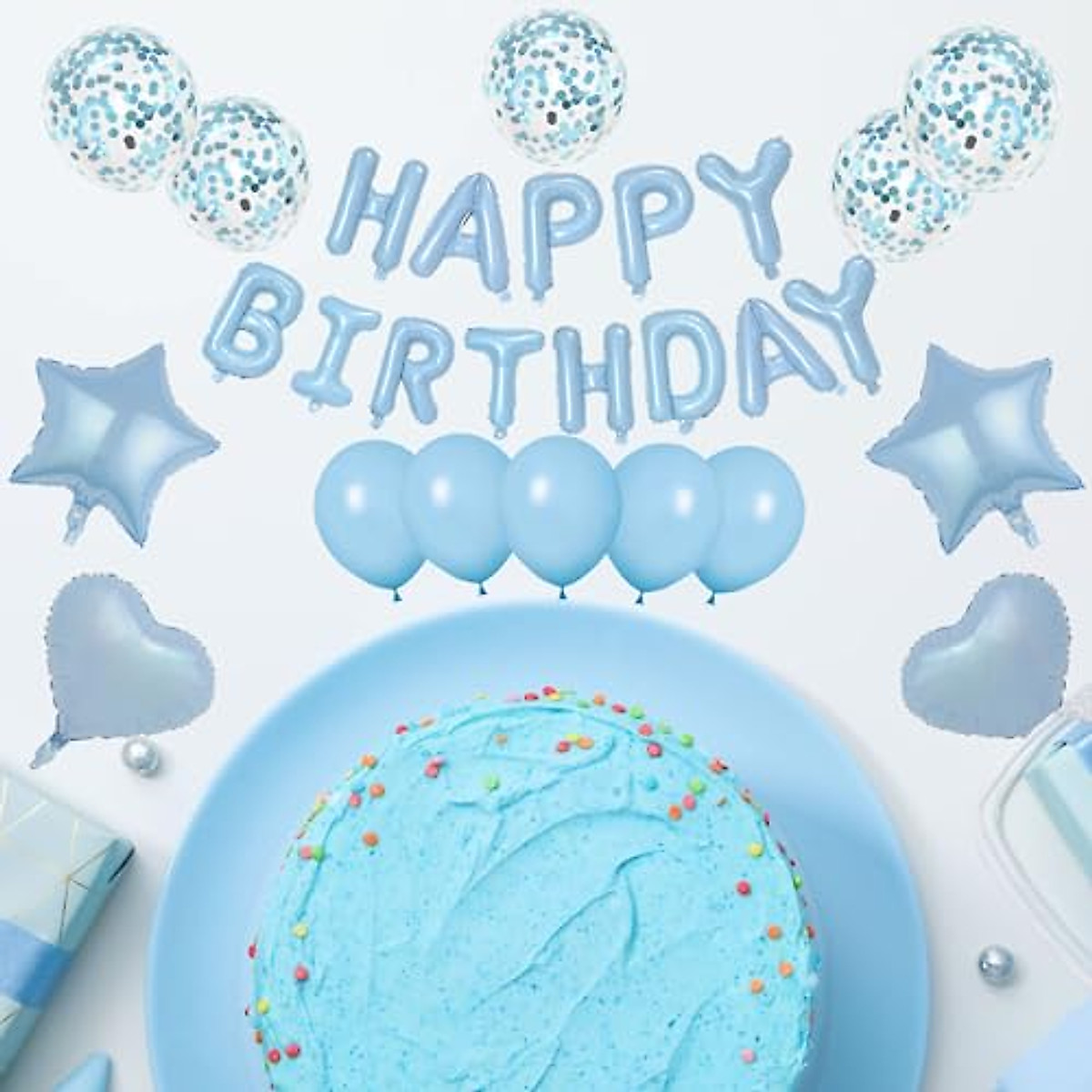 Light Blue Birthday Decor - 27 Pcs Balloon Kit