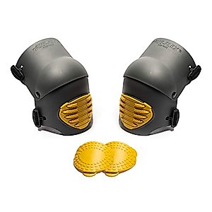 TSE Safety - TSE-TFLX-XL Flex Work Knee Foam Padding Pads - Anti-Slip Strong Double Straps Comfortable Knee Protection Breathable Heavy Duty for Indoor and Outdoor Use – XL, Black & Yellow