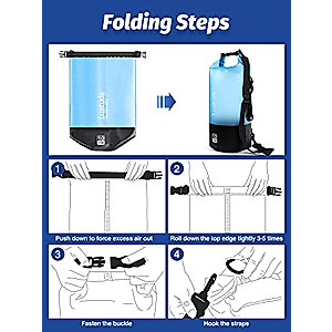 Luxtude Waterproof Dry Bag for Women Men, 5L Waterproof Backpack with Phone Case, Roll Top Floating Marine Dry Bags for Kayaking, Travel, Hiking, Swimming, Boating, Camping, Beach etc. (Blue)