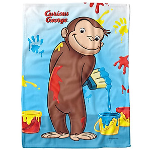 LOGOVISION Curious George Lightweight Baby Blanket, 30"X40", Paint Unisex for Infants Girls & Boys