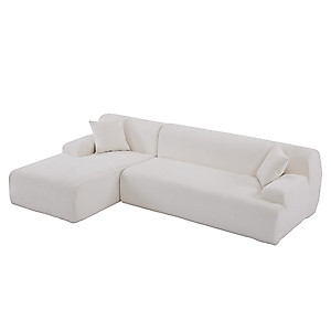 Yoglad Minimalist Style Modern L Shape Sectional Sofa Set, 3 Seat Upholstered Cloud Couch with Chaise Lounge - for Living Room,Bedroom,Apartment(Chenille Cream)