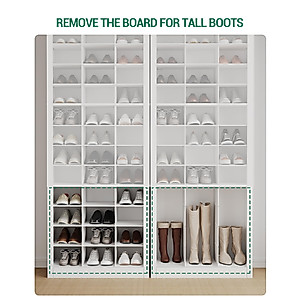 Hzuaneri Shoe Storage Cabinet, 36 Pairs Free Standing Closet Organizer, 8.8 inch Widened Cell Wood Shoe Organizer, 12 Tiers Vertical Space Saving Shoe Rack for Entryway, Bedroom, White SR20703X
