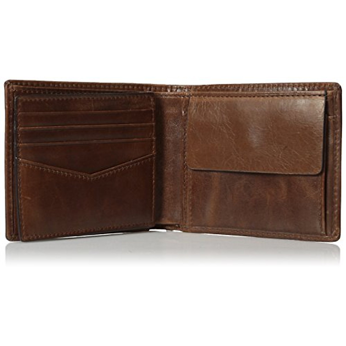 Fossil Men's Ryan Leather RFID-Blocking Bifold with Coin Pocket Wallet, Dark Brown, (Model: ML3736201)