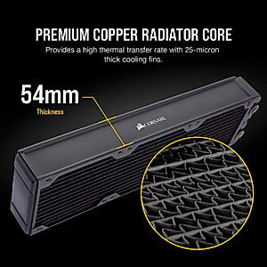 CORSAIR Hydro X Series XR7 360mm Water Cooling Radiator - Triple 120mm Fan Mounts - Premium Copper Construction - Easy Installation - Black