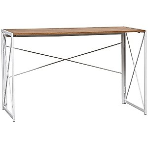 HOMCOM Folding Computer Desk, 47.25" Wide Home Office Writing Desk with Metal Frame, Natural