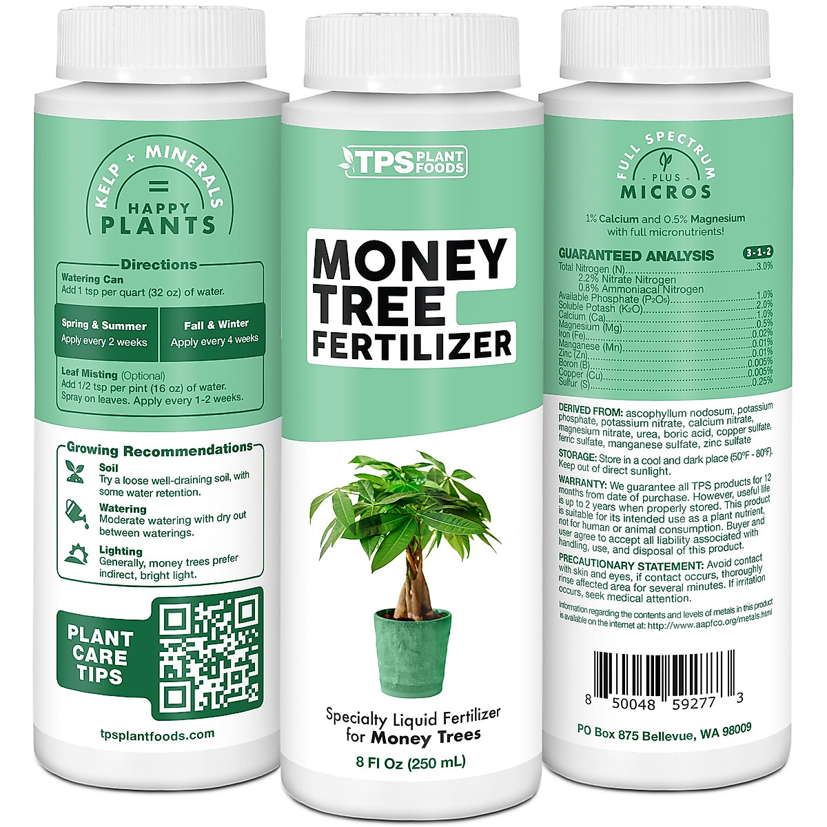 Money Tree Fertilizer for Money Trees and All Pachira Plants, Liquid Plant Food 8 oz (250mL)
