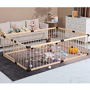 Baby Playpen,Playpen for Babies and Toddlers, Wooden Baby Playpen,79x71, Baby Play Pen,Baby Play Fence,Baby Play Yards,Baby Activity Center (180x200CM)