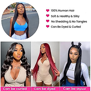 QIYING 10A Straight Bundles Human Hair 18 20 22 Inch Brazilian Straight Hair Bundles 100% Unprocessed Virgin Straight Human Hair Weave 3 Bundles Deals 1B Black