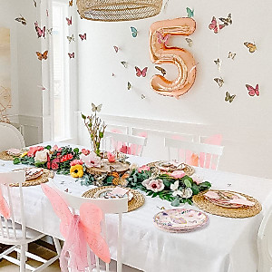 CIEOVO 40 Count Spring Butterfly Floral Flowers Disposable Plates Butterfly Party Paper Dinner Dessert Plates for Spring Themed Wedding Bridal Baby Shower Girl Birthday Party Supplies