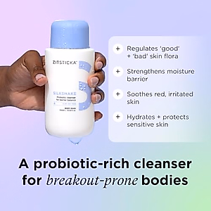 ZitSticka Body Wash - SILKSHAKE Probiotic-Rich Body Cleanser w/Tea Tree & Omega 3, 6 & 9 for Back Acne & Breakout Prone Skin, Sensitive Skin, Oily Skin, Dermatologist Tested