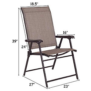 GOFLAME Patio Chairs Folding Sling Back Chairs, Portable Furniture ...
