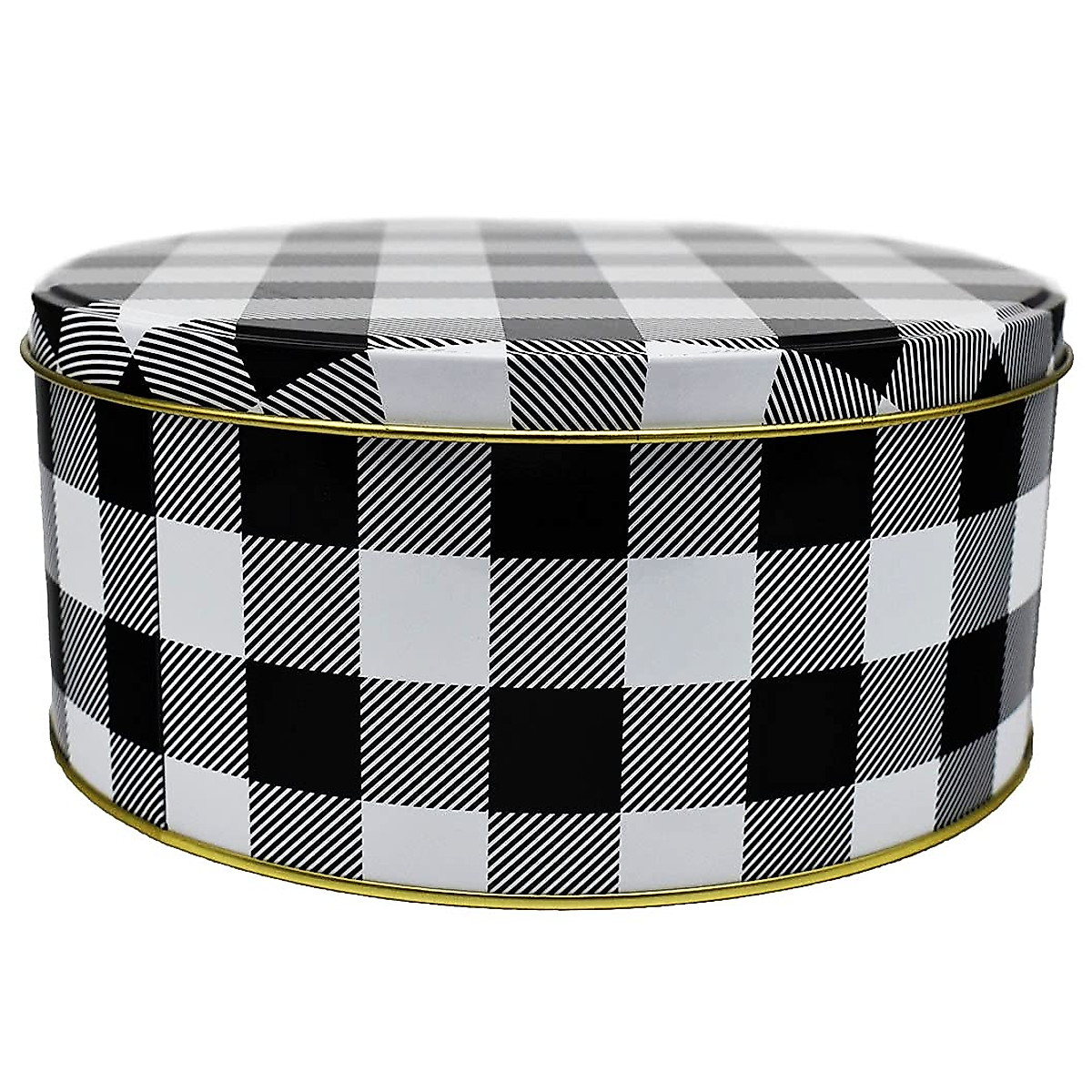 Black Duck Brand Set of 3 Round Holiday Decorative Nesting Tins - Largest Measures 8 in Diameter - Great For Storing Cookies, Brownies, and More! (White/Black)