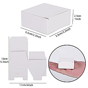 NIGNYA Tiny Gift Boxes 2.16x2.16x0.98 Inch, White Cardboard Tiny Boxes for Gifts 100PCS, Earring Jewelry Gift Boxes White Box for Wrapping Gifts, Small Paper Boxes for Presents