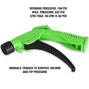 OEMTOOLS 24439 5-Piece Air Blow Gun, Blower for Air Compressor, Clear Debris, Dry Work Surfaces, and Remove Dust and Dirt, 4 Removable Air Hose Nozzles, Green