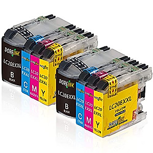 DOREINK LC20E Ink Cartridge Replacement for Brother LC20EXXL LC-20EXXL Work for Brother MFC-J985DW J5920DW J775DW J985DWXL Printer (2 Black, 2 Cyan, 2 Magenta, 2 Yellow, 8 Pack)