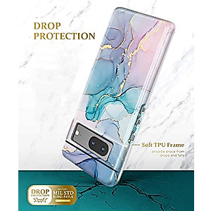 luolnh Pixel 7 Case,Google Pixel 7 Marble Glitter Brilliant Cute Design Soft Silicone Rubber TPU Bumper Cover Phone Case for Google Pixel 7 6.3 Inch(2022)-Green&Purple