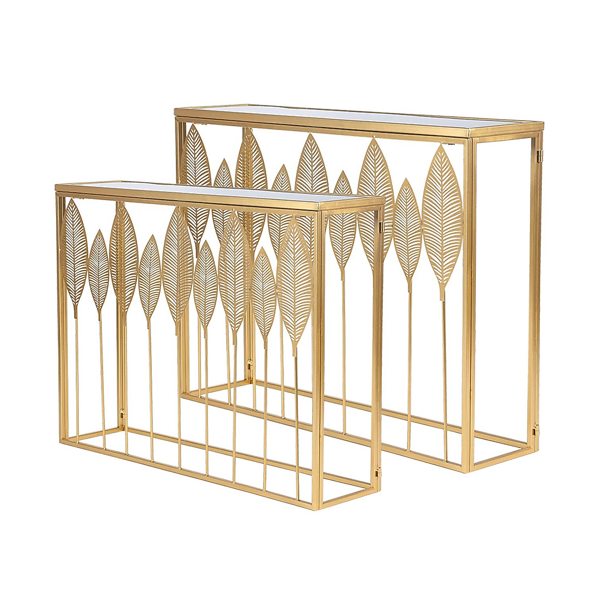 Joveco Console Table Set of 2- Gold Thin Sofa Table- Metal Slim Console Tables Behind The Sofa Couch- Modern Narrow Accent Sofa Tables for Entryway Living Room Hallway and Bedroom