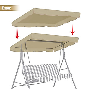 BenefitUSA Canopy ONLY Outdoor Patio Swing Canopy Replacement Porch Top Cover for Seat Furniture (77"x43", Beige)