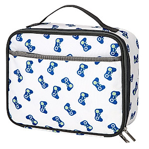 Insulated Lunch Bag - Freezable Case Meal Tote Cooler with Pockets for Kids Girls Boys Teens Water Resistant Reusable Hot Cold School Work Padded with Handle - Lunch Containers (Video Game)