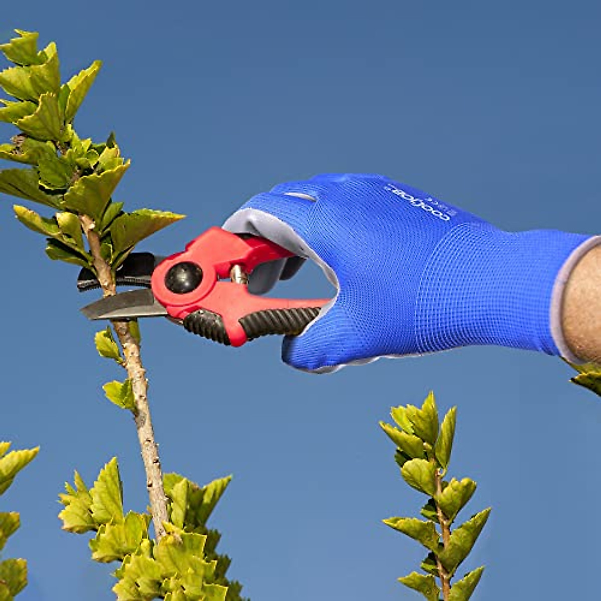 COOLJOB Large Size 10 Pairs Safety Work Gloves, Blue Gray, Nitrile Rubber Coated, Non-slip, Oil Resistant, Hand-friendly, Multi-purpose, Machine Washable