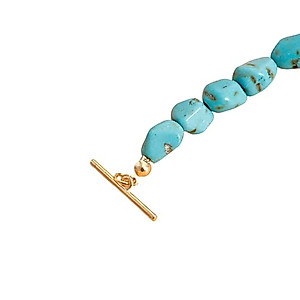 Darren' Irregular Natural Turquoise Necklace 16 Inch,Irregular Pearl Shape Pendant,Single Layered Necklaces for Women,Bohemian Necklace,Handmade Pendant