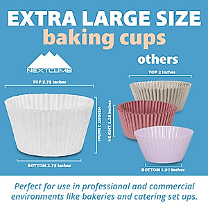 Muffin Liners for Baking - 100pcs White EXTRA LARGE SIZE Cupcake Liners Baking Supplies, Thick Jumbo Parchment Paper Sheets Cute Cups, Greaseproof Pan Liner Wrappers Kitchen Accessories