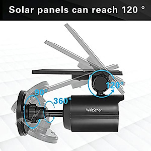 WaitScher Fake Security Camera Outdoor, Solar Powered Bullet Dummy, Simulated Surveillance CCTV with Realistic Red Light, 360° Rotatable Solar Motion Sensor Light, 3600mAh Super Bright LED Waterproof