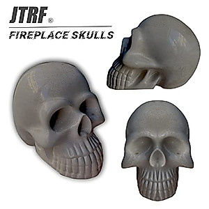 JTRF Ceramic Fireproof Skull Fire Pit,Halloween Firepit Skull Fire Logs for BBQ,Bonfire,Campfire | Fireplace Skulls Fireproof Ceramic Skulls for Fire Pit | for Gas, Propane,Wood Fires(Pack of 2)