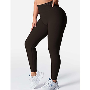 YEOREO Women Seamless Workout Leggings High Waisted Butt Lifting Gym Yoga Pants Brown M
