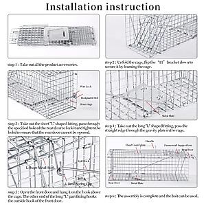 Meibangzz Animal Traps,Live Animal Trap for Cats,Rabbits, Squirrels,cat Trap for Stray Cats, Live Traps for Raccoons, Stainless Steel Foldable with Pedal Triggers (32 x 11 x 12.6 inches)
