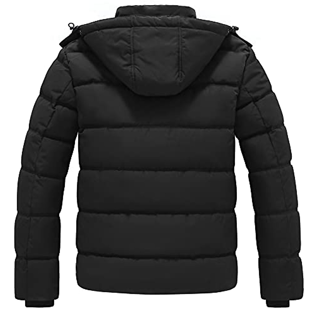 GGleaf Men's Puffer Jacket Down Winter Coat Insulated and Water-Resistant with Hood Removable Black Medium