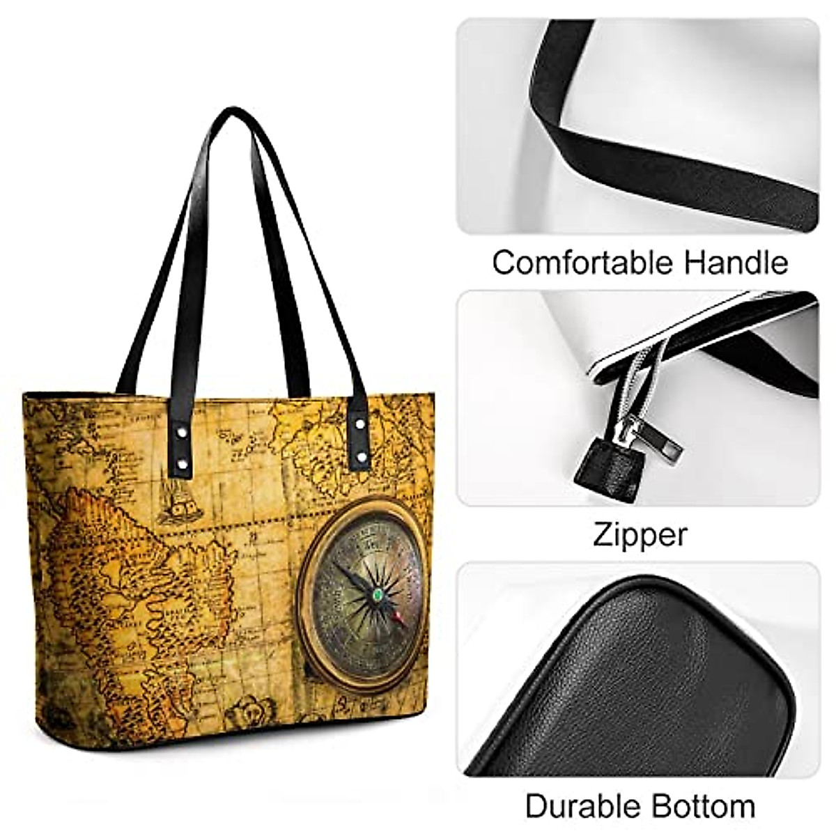Womens Handbag Compass Leather Tote Bag Top Handle Satchel Bags For Lady