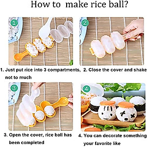 MXY Rice Ball Mould Shaker Sushi Roll Maker Kitchen Tools for Shake DIY Lunch with a Mini Rice Paddle (L-819)