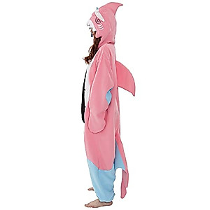 SAZAC Lovely Zombie Shark Kigurumi Onesie Jumpsuit Halloween Costume (Pink)