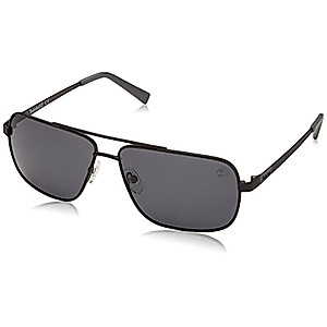 Timberland Men's TBA9266 Polarized Navigator Sunglasses, Matte Black, 61mm