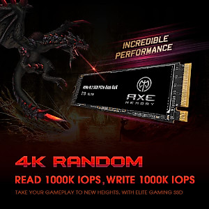 AXE MEMORY Elite Internal SSD 2TB Gen4 PCIe NVMe M.2 2280 Solid State Drive - Read up to 7,200MB/s Write, Up to 6,850MB/s DDR4 with 2GB DRAM Cache