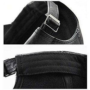 Unisex Leather Baseball Cap, Men Adjustable Structured PU Classic Baseball Cap Hat，Winter for Elderly Father (Black)