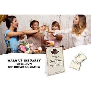 Cowboy Theme Favorite Family Traditions Baby Shower Games Set(1 Sign and 20 Cards), Games for Baby Shower, Wedding Shower, Bridal Shower, Game Night, Gender Reveal Party, Family Day Decorations 04