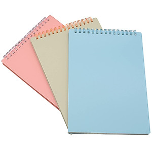Yansanido Top Bound Spiral Notebook, 3 Pcs 3 Color A5 Size Thick Plastic Hardcover Grid Paper 80 Sheets (160 Pages) Journal for School and Office Supplies (Light Color)